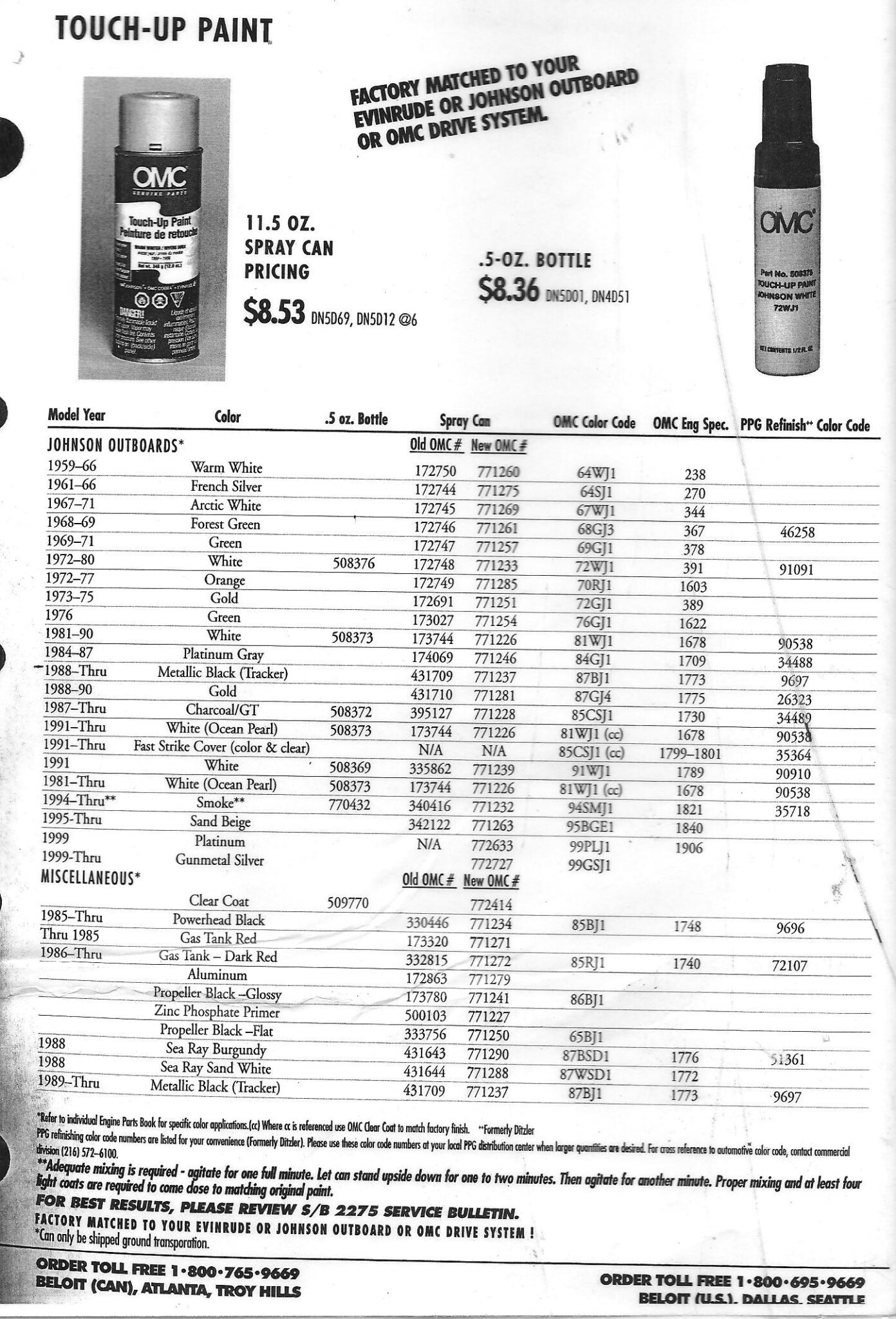 1973 Johnson Green Paint Code Antique Outboard Motor Club Inc