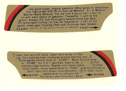 Topic: ’39-’41 Evinrude Elto Mate Operating Instructions Decal ...